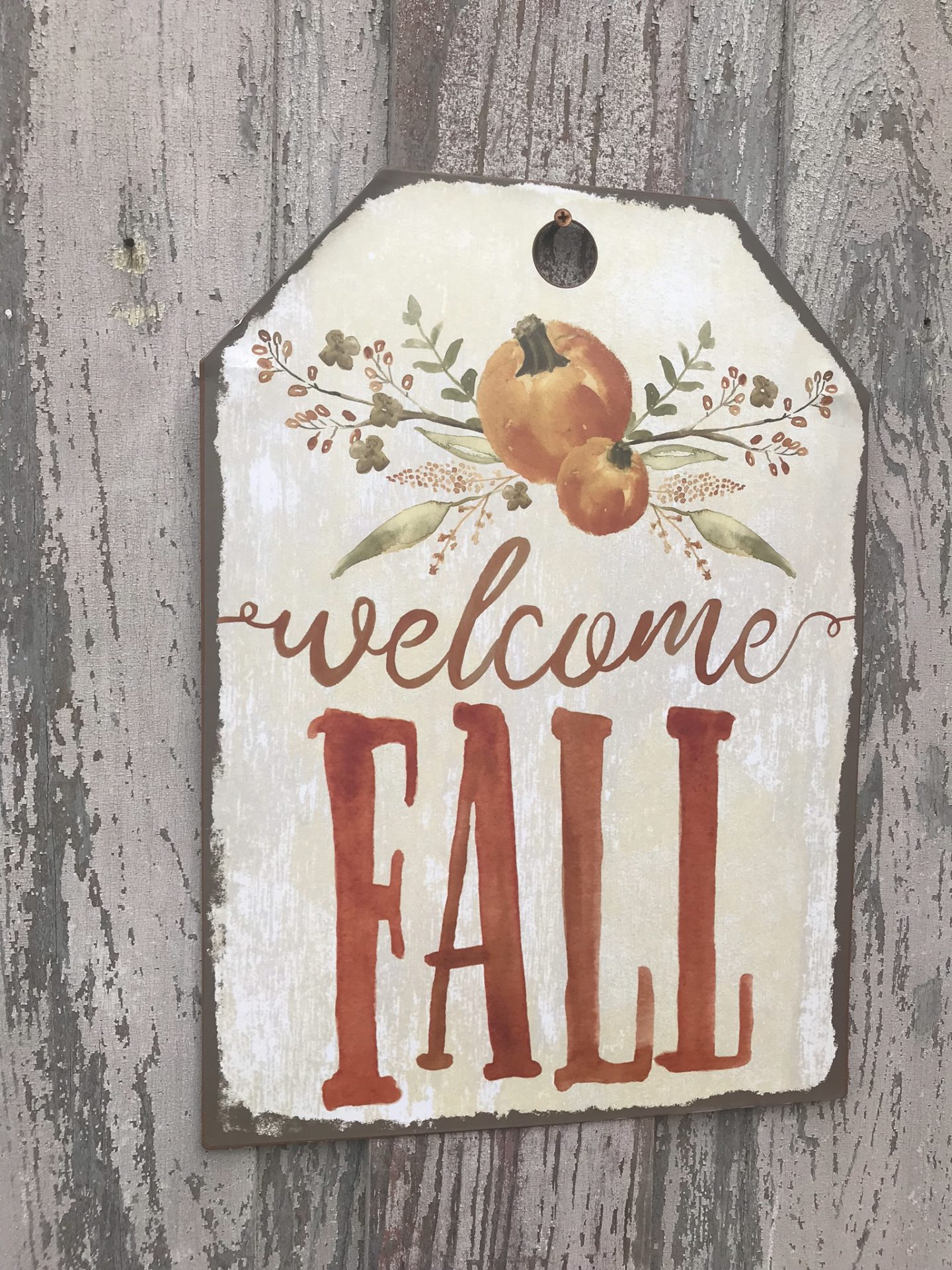 Large Metal Welcome Fall Tag Sign - Kelea's Florals
