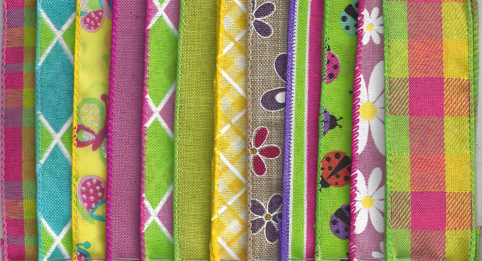 1.5" Box of 12 Assorted Spring Ribbon on 10 Yard Rolls - Kelea's Florals