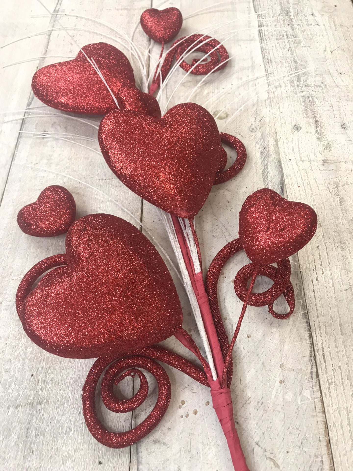 34" Glitter Heart Valentine Stem - Kelea's Florals