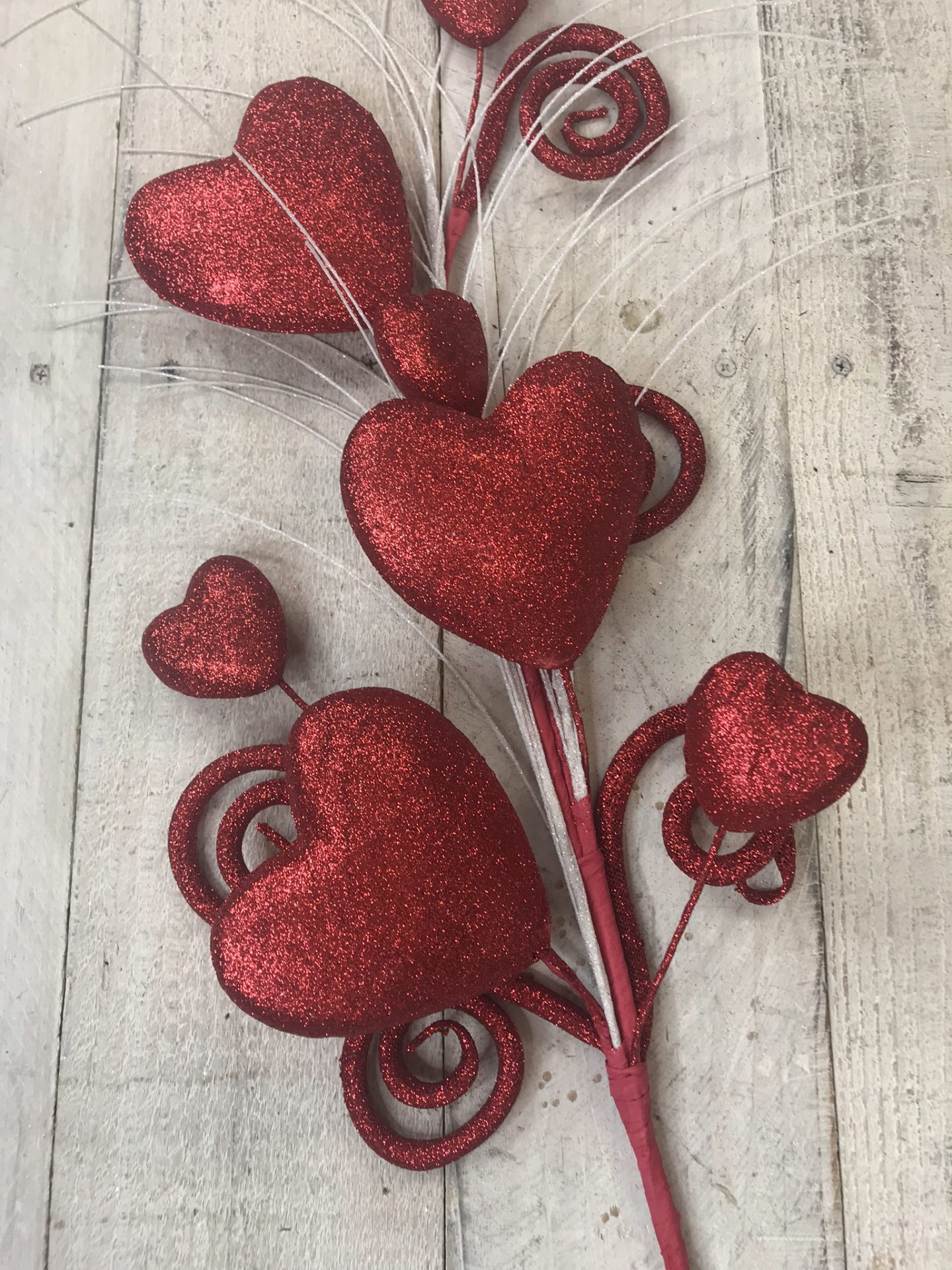 34" Glitter Heart Valentine Stem - Kelea's Florals