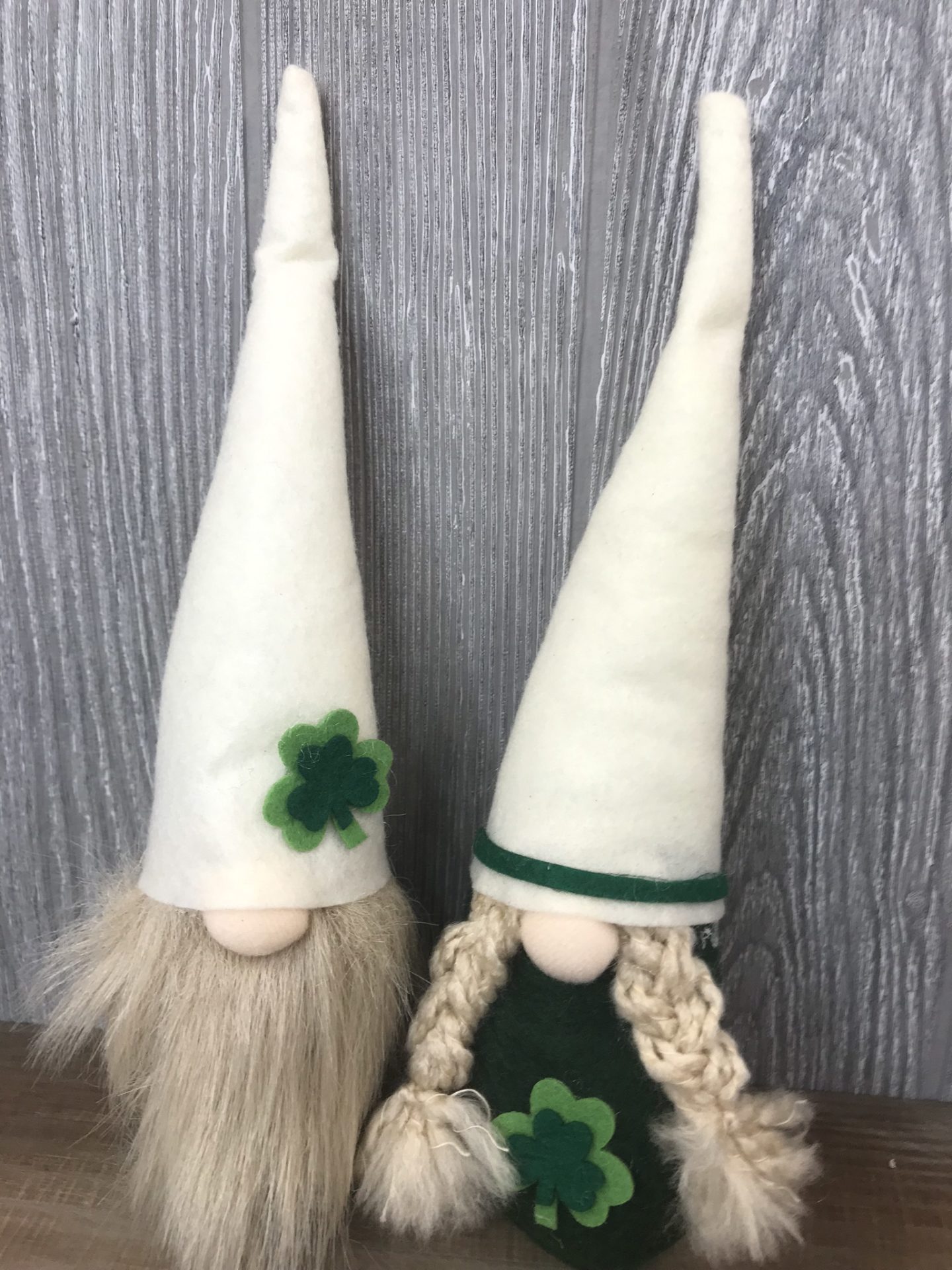 9" Shamrock Gnome Couple, Set of 2 Gnomes (Boy-Girl) - Kelea's Florals