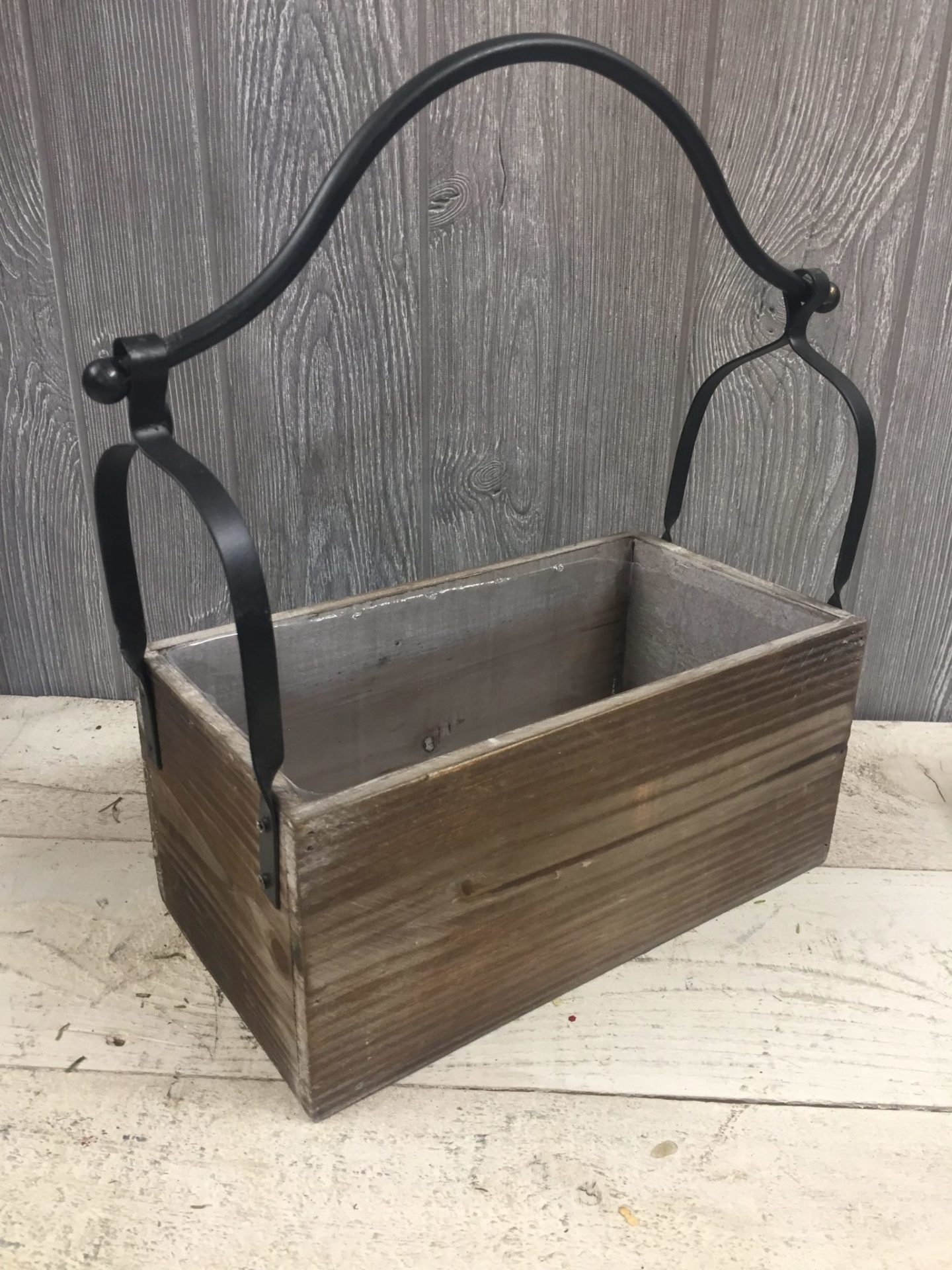 Small Wood Boxes with Metal Hanger Container - Kelea's Florals