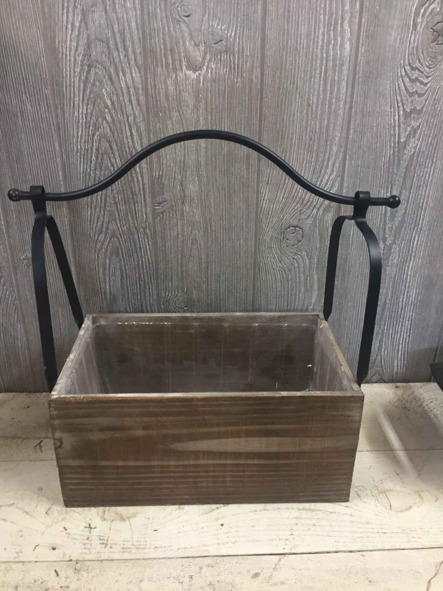 Large Wood Boxes with Metal Hanger Container - Kelea's Florals