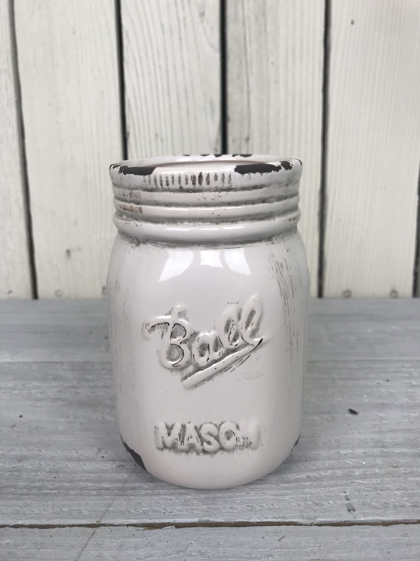 Small White Wash Mason Jar - Kelea's Florals