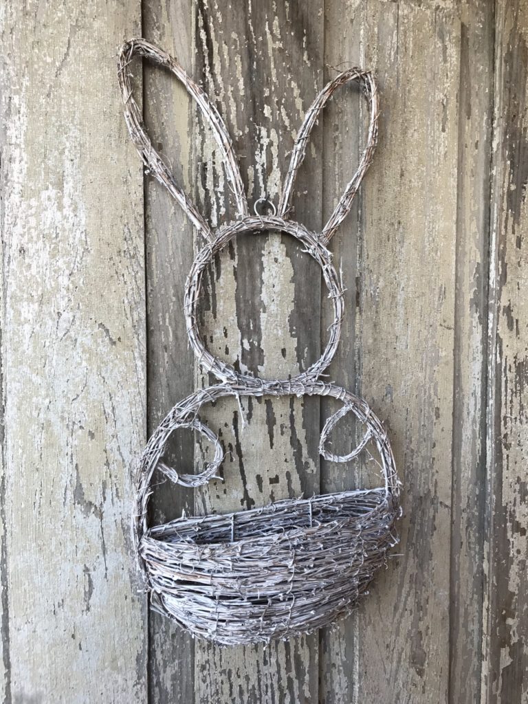 25" White Twig Bunny with basket - Kelea's Florals