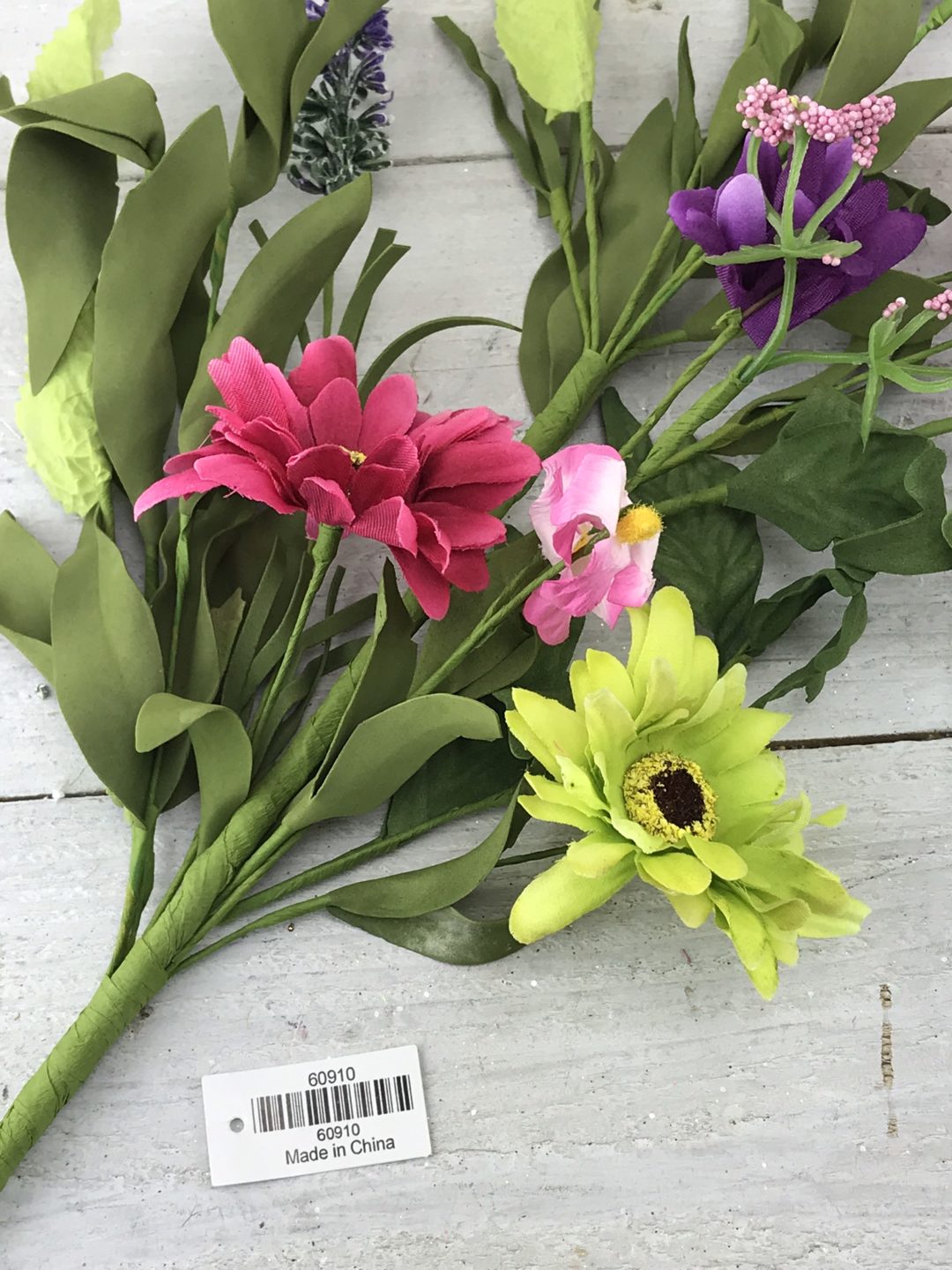 23" Pink and Green Daisy Flowers with Greenery Pick - Kelea's Florals