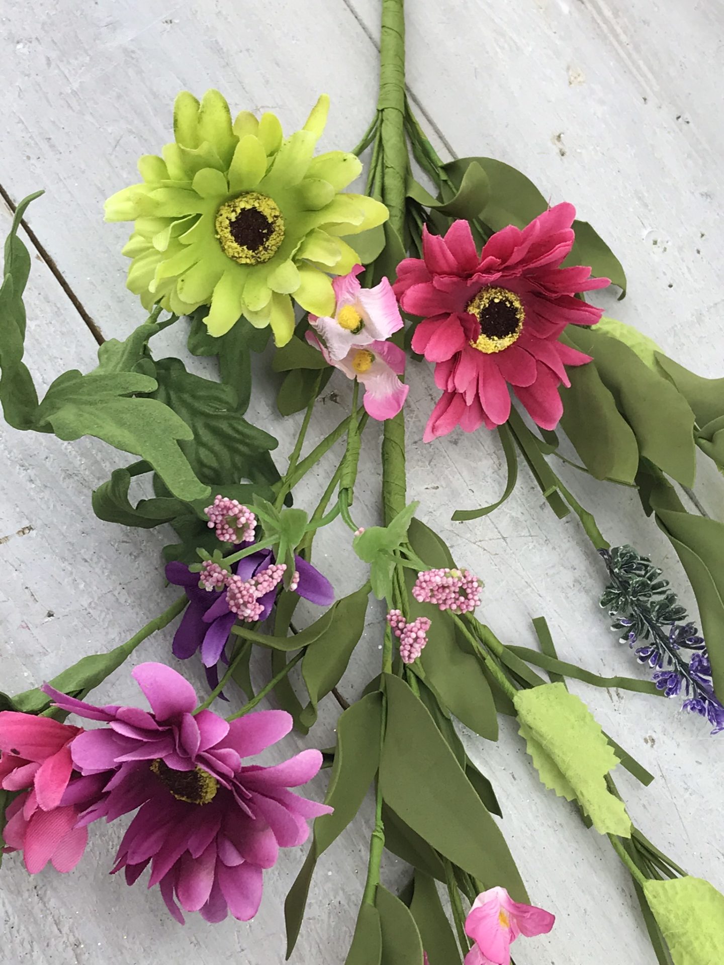 23" Pink and Green Daisy Flowers with Greenery Pick - Kelea's Florals