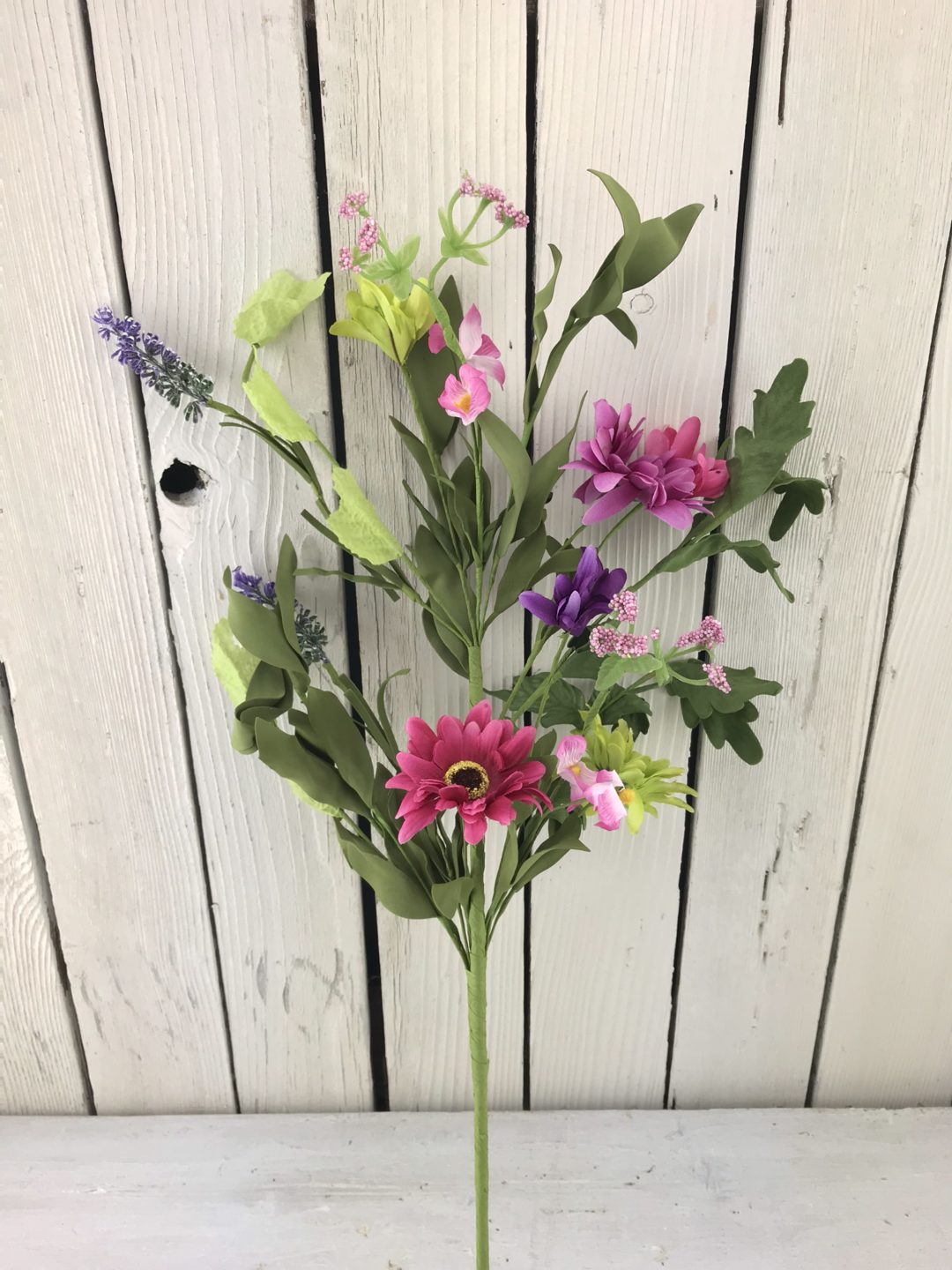 23" Pink and Green Daisy Flowers with Greenery Pick - Kelea's Florals