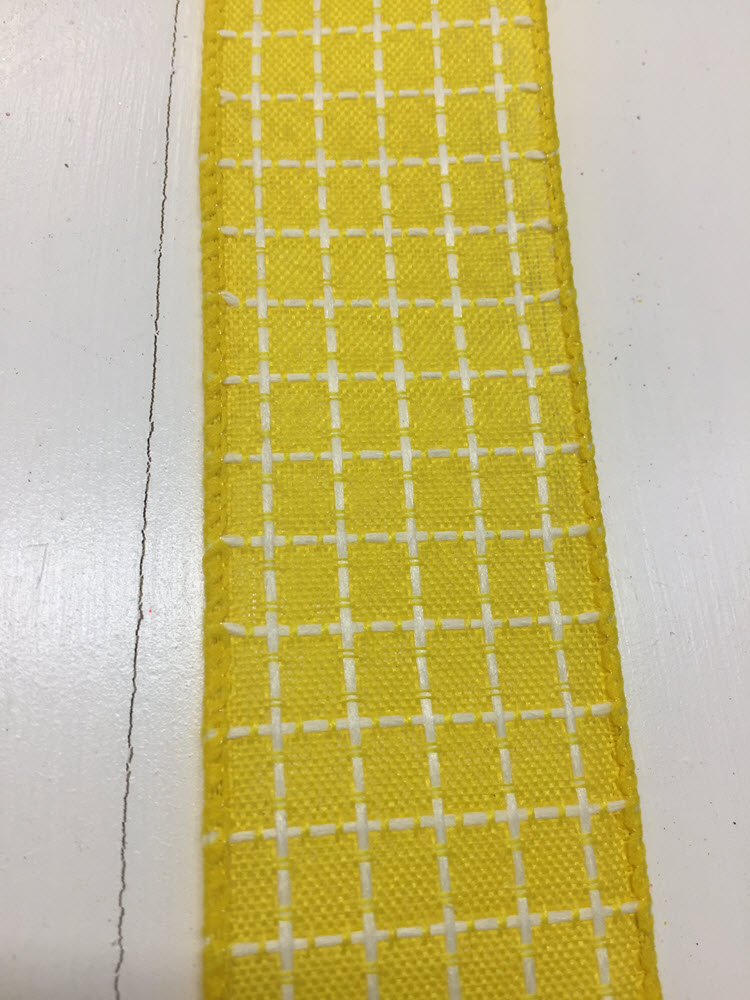 1.5" X 50 Yards Yellow - White Dashed Chex Plaid - Kelea's Florals
