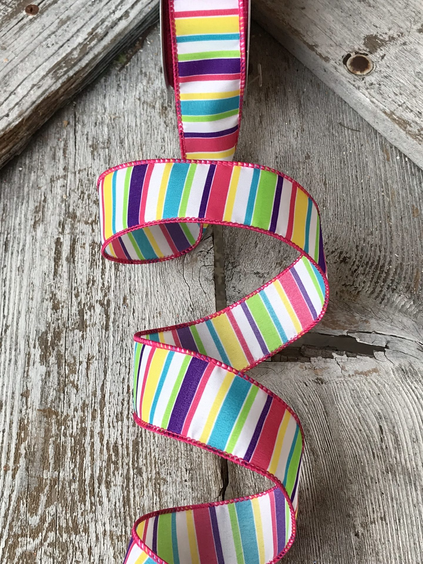 1.5" Multi Color Railroad Stripe Ribbon on 10 Yard Roll - Kelea's Florals