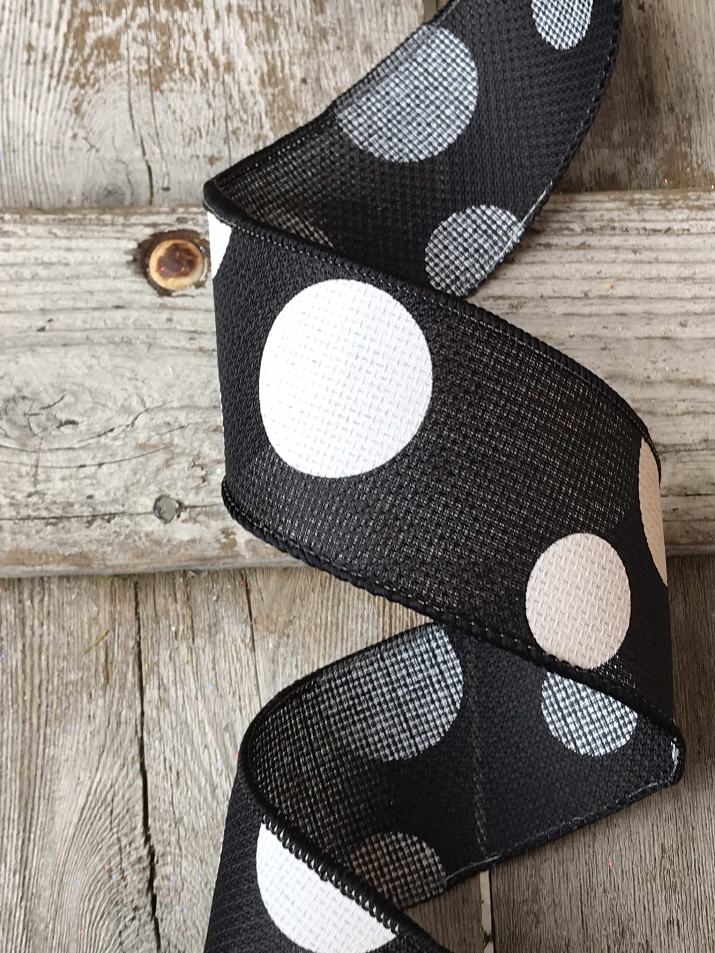 2.5 x 100 feet Black and White Giant Multi Dots - Kelea's Florals