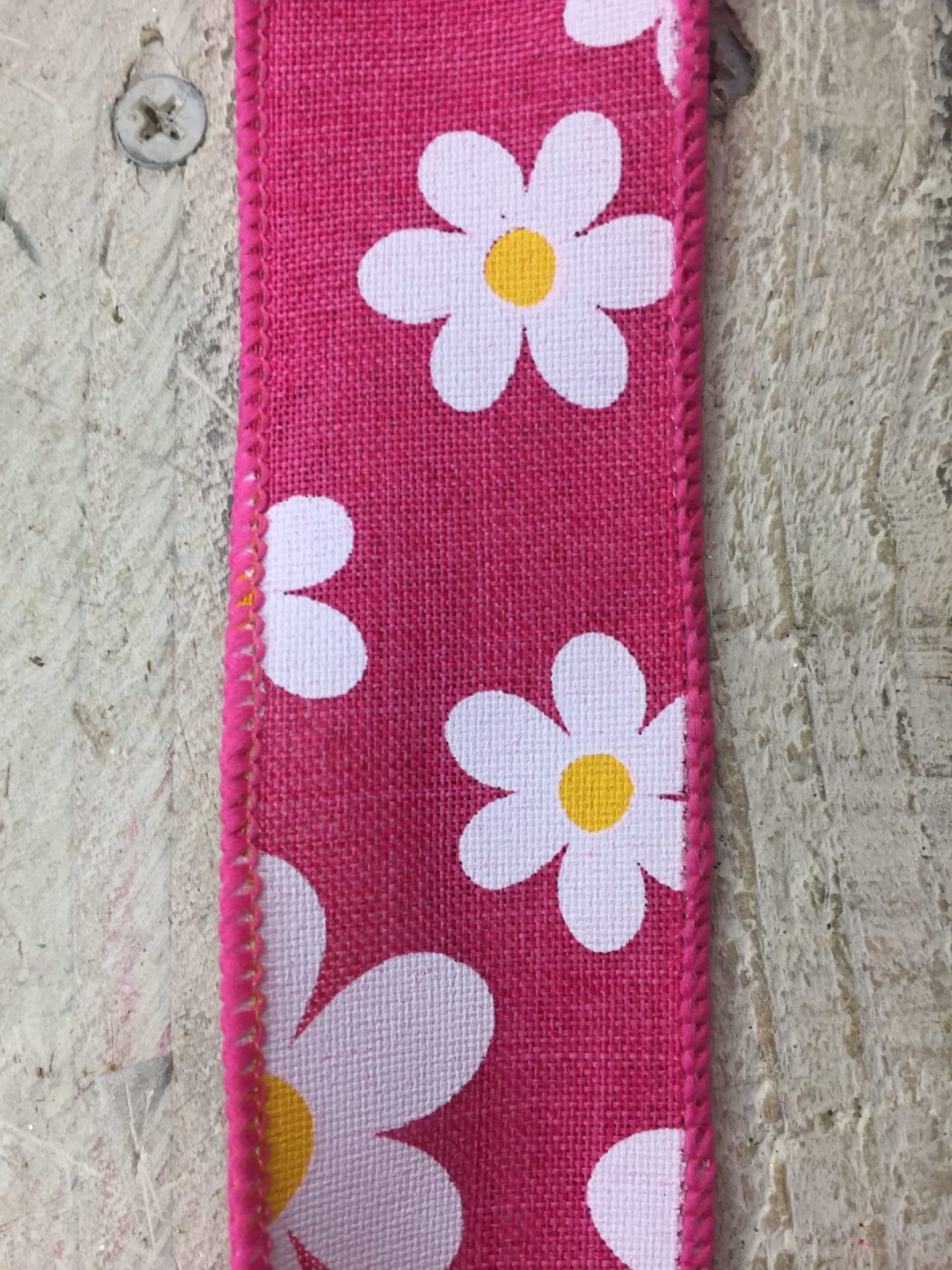 2.5 Daisy Flowers Hot Pink / White / Yellow Ribbon on 10 YD roll ...