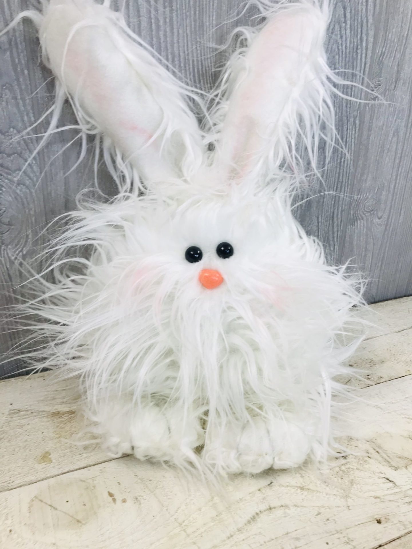Large Fuzzy White Easter Bunny - Kelea's Florals