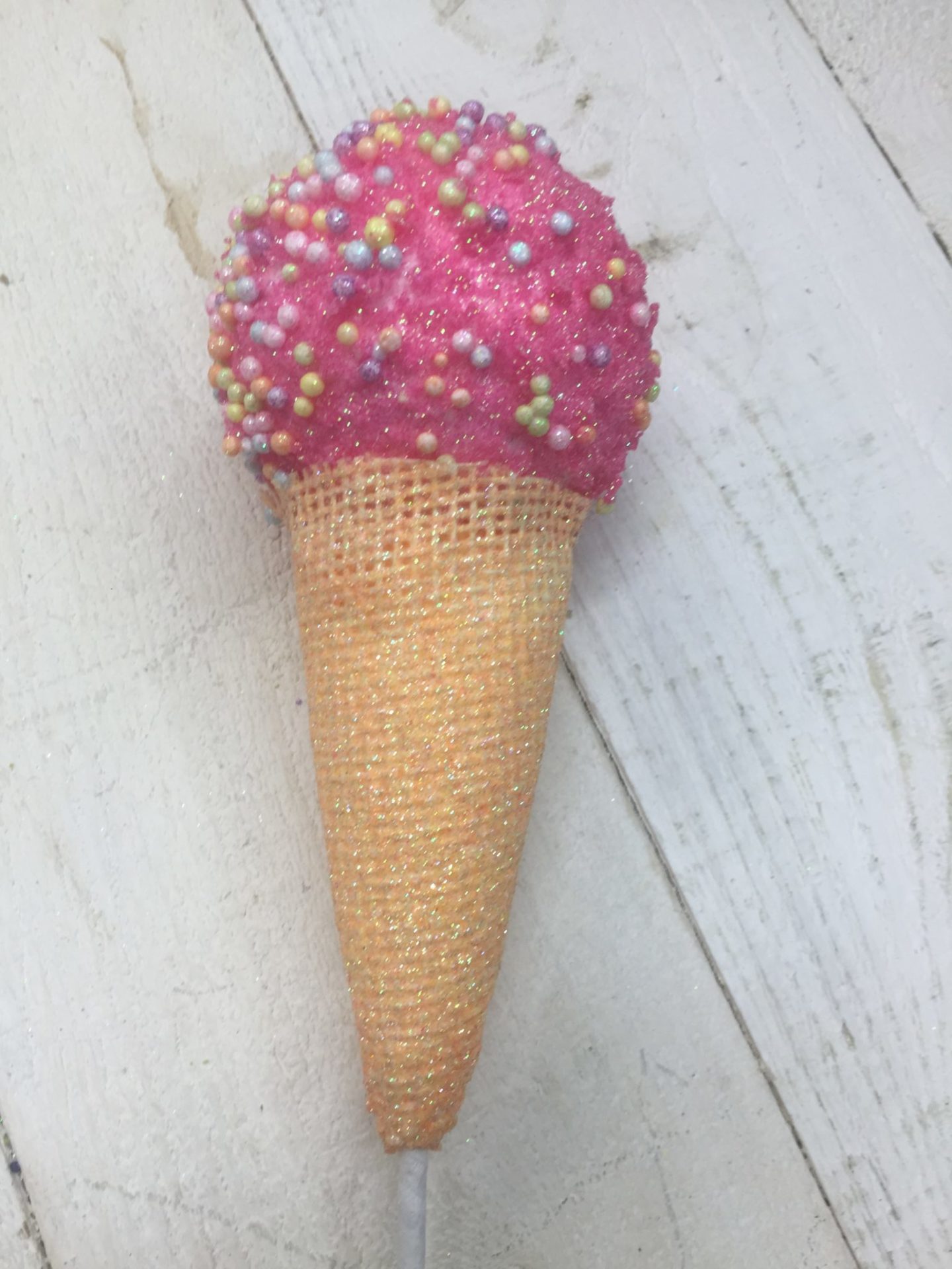 Artificial Pink Ice Cream Cone Pick - Kelea's Florals