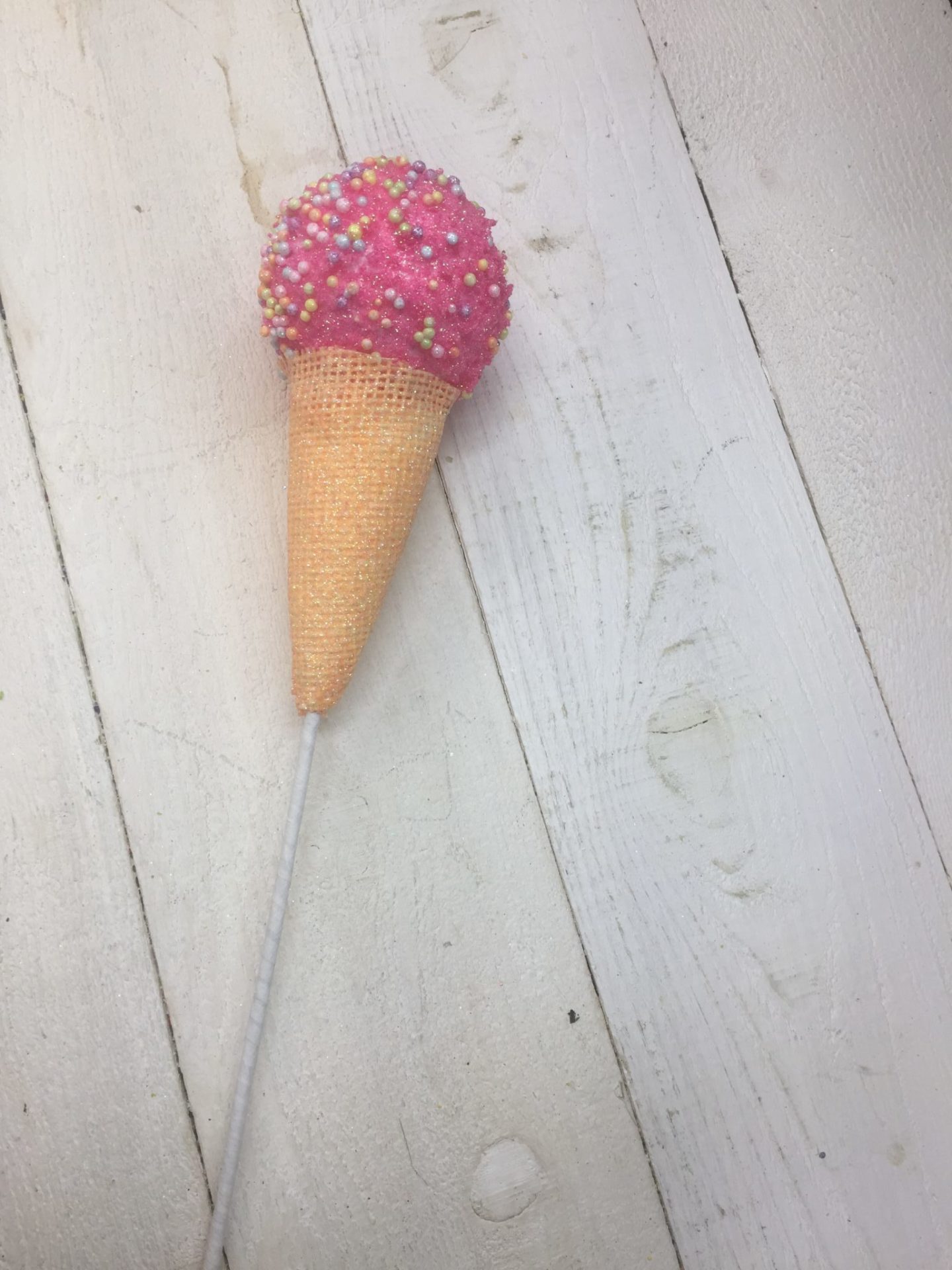 Artificial Pink Ice Cream Cone Pick - Kelea's Florals