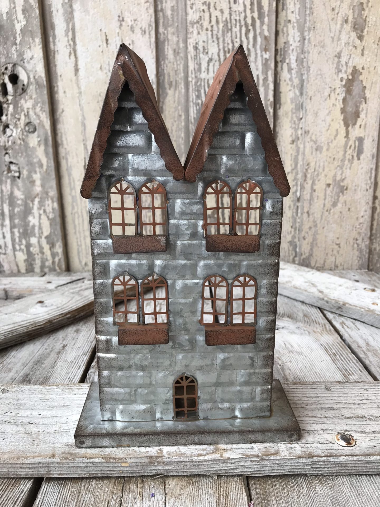 Rustic Galvanized Metal House with 2 Peeks - Kelea's Florals