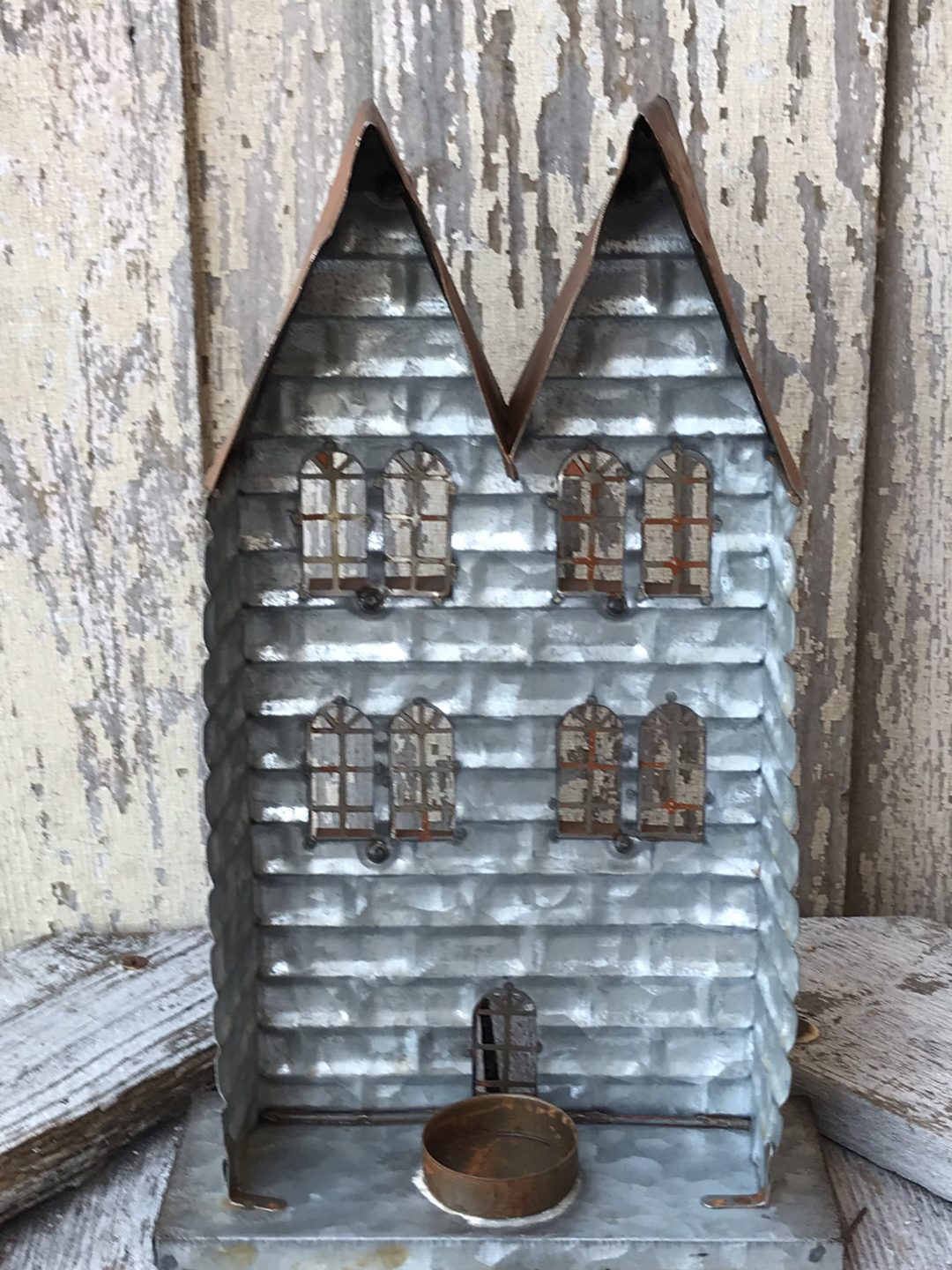 Rustic Galvanized Metal House with 2 Peeks - Kelea's Florals