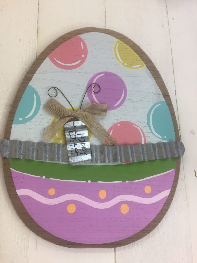 Wood Happy Easter Egg Sign - Kelea's Florals