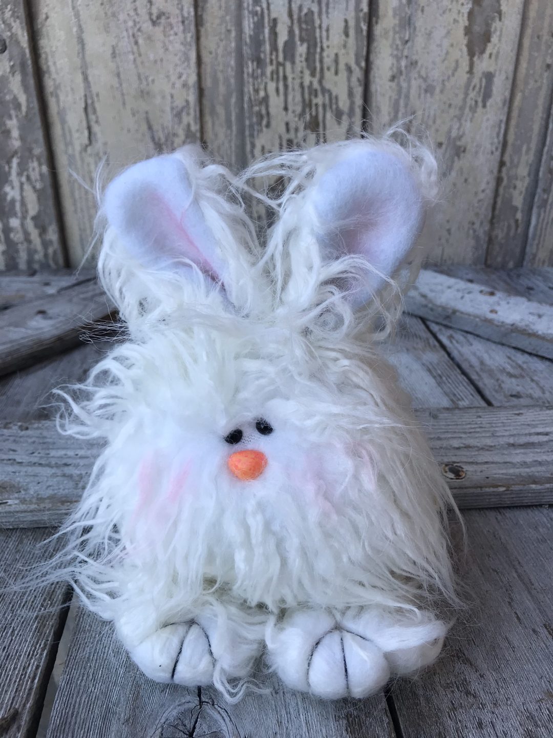 Small Fuzzy White Easter Bunny - Kelea's Florals