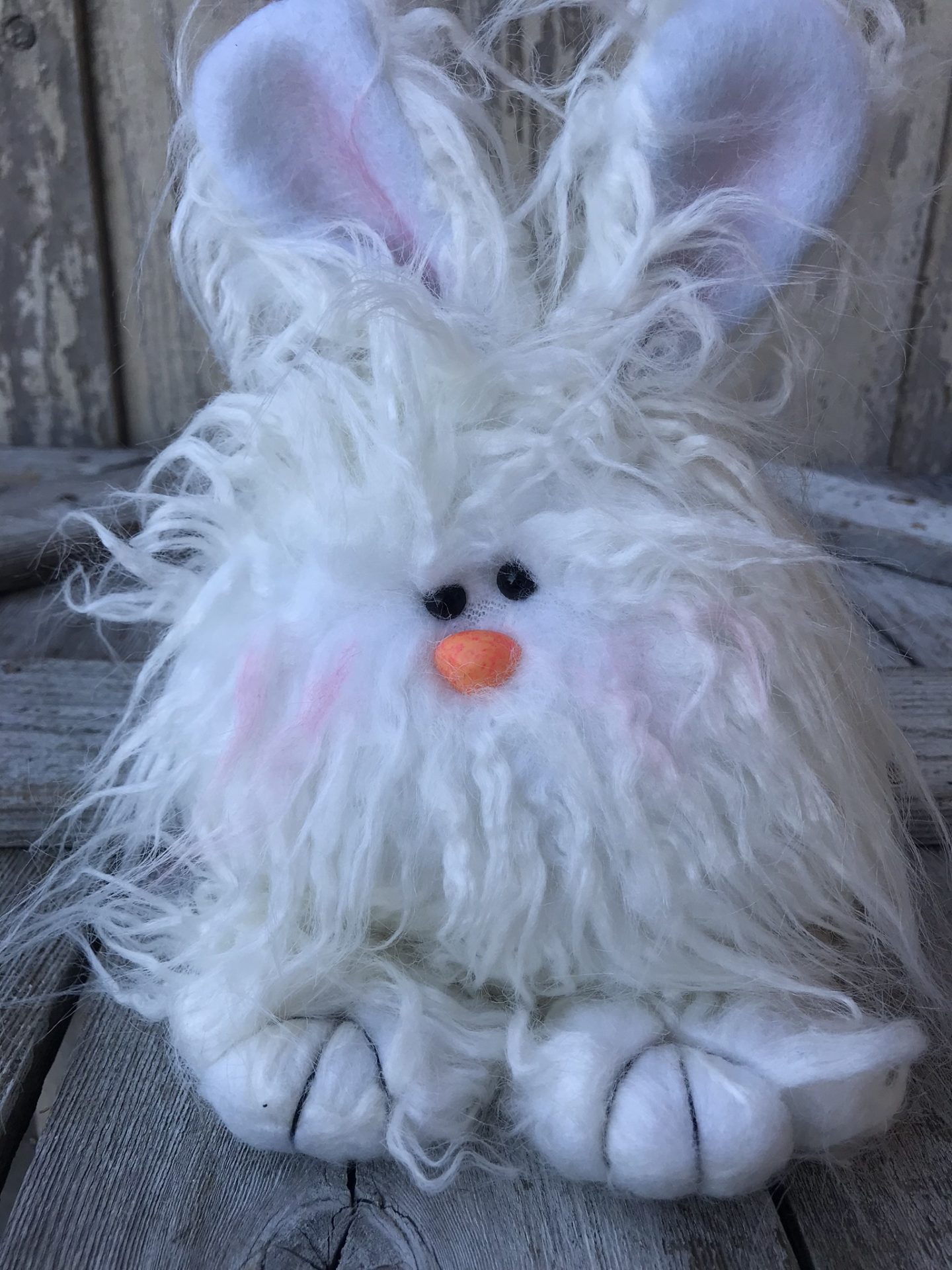 Small Fuzzy White Easter Bunny - Kelea's Florals