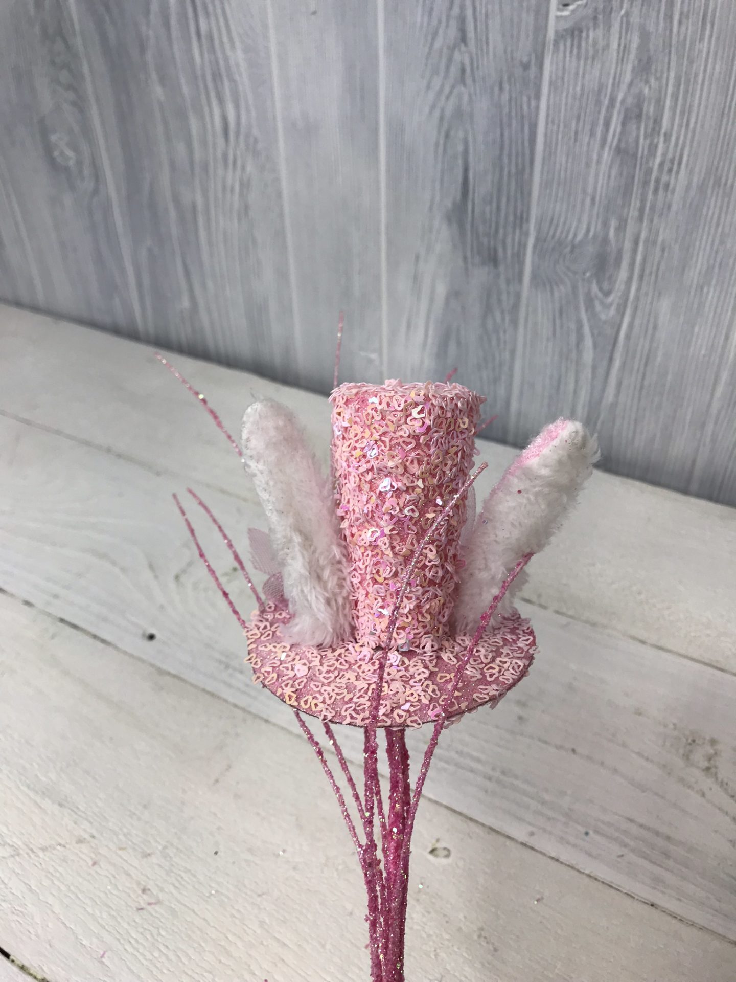 20 " Pink Top hat with Bunny Ears Pick - Kelea's Florals