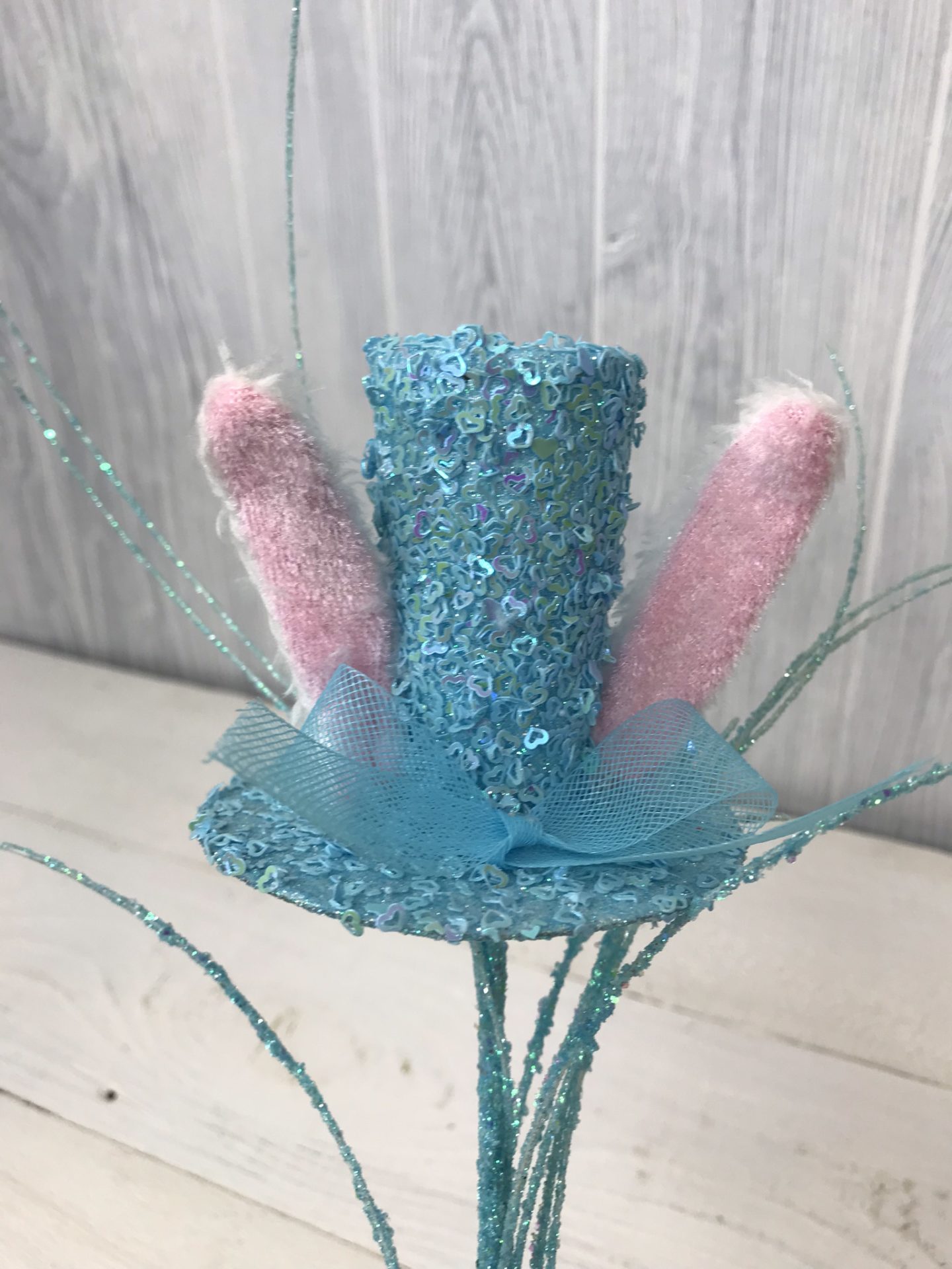 20 " Blue Top hat with Bunny Ears Pick - Kelea's Florals