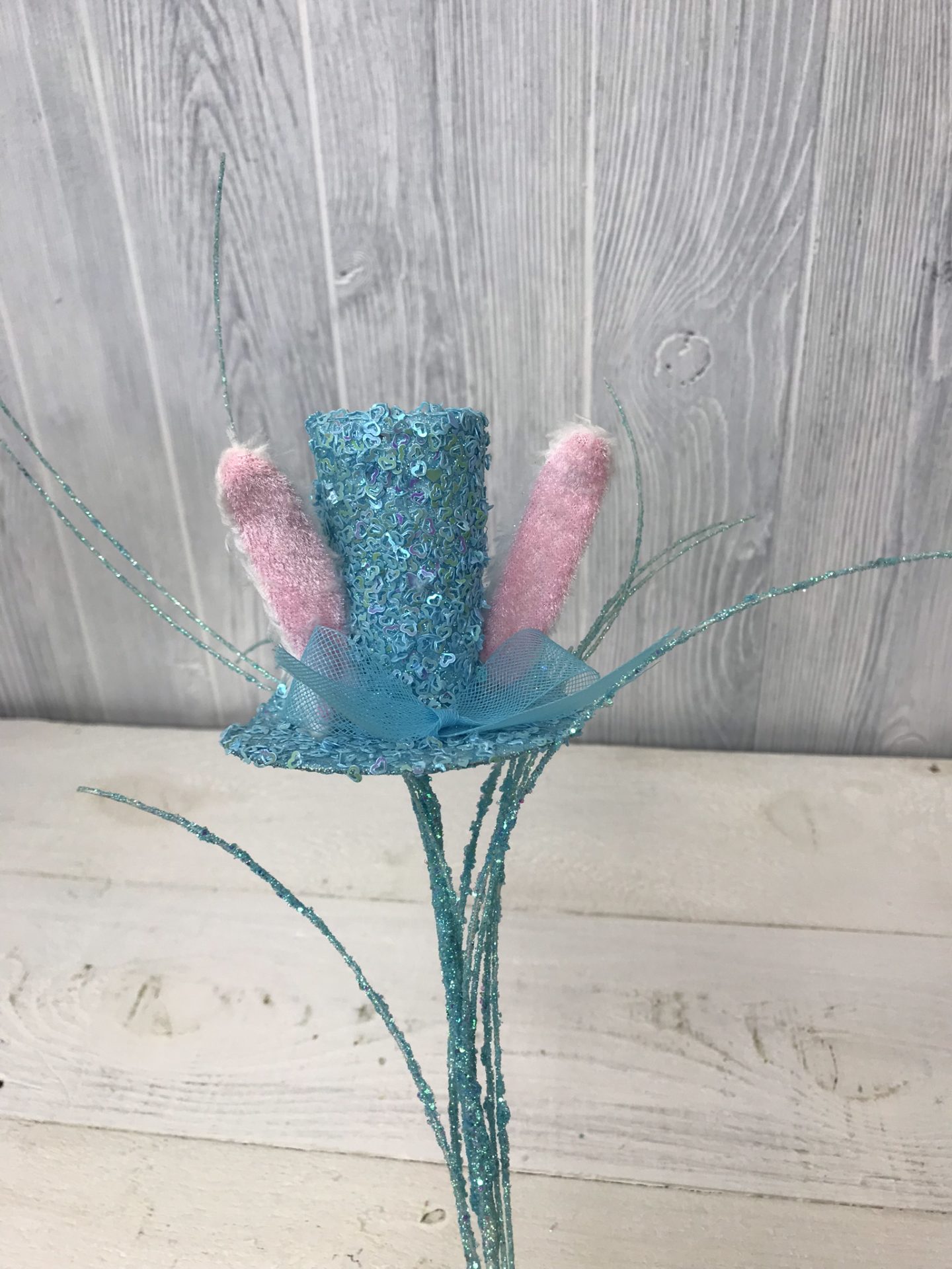 20 " Blue Top hat with Bunny Ears Pick - Kelea's Florals