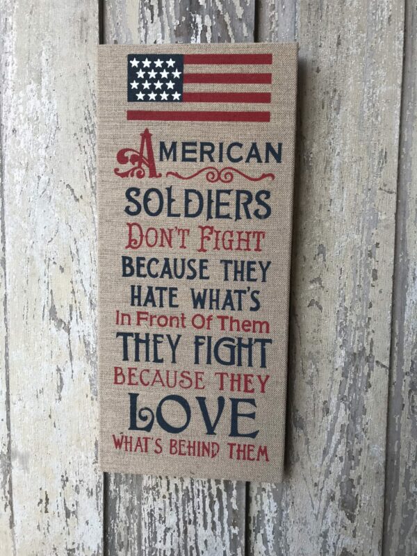 Wooden Burlap Patriotic Saying sign - Kelea's Florals