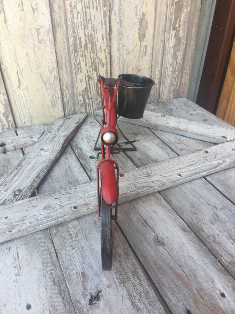 Metal Red Bike with Spinning Spokes - Kelea's Florals