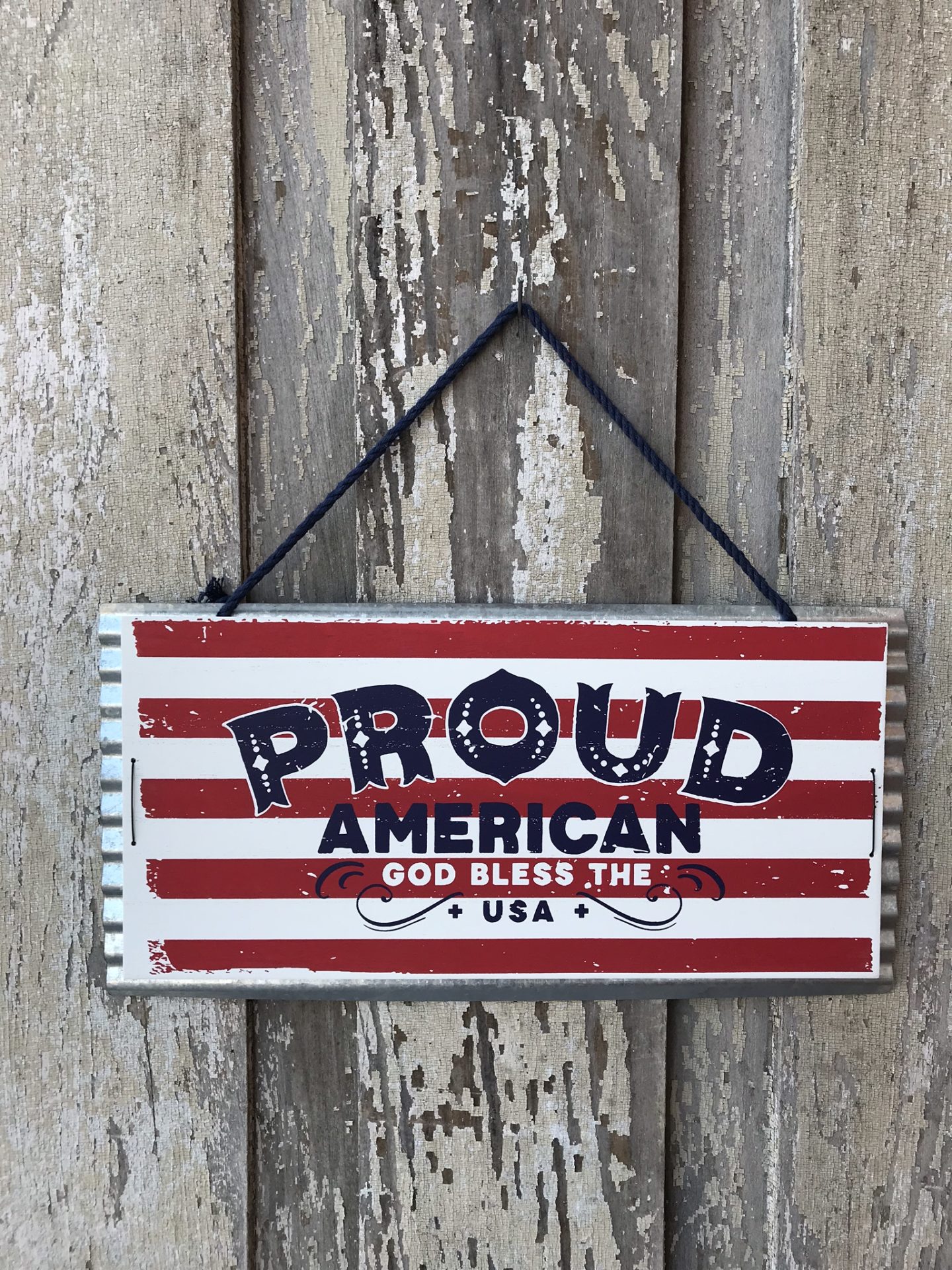 Proud American God Bless the USA metal sign - Kelea's Florals