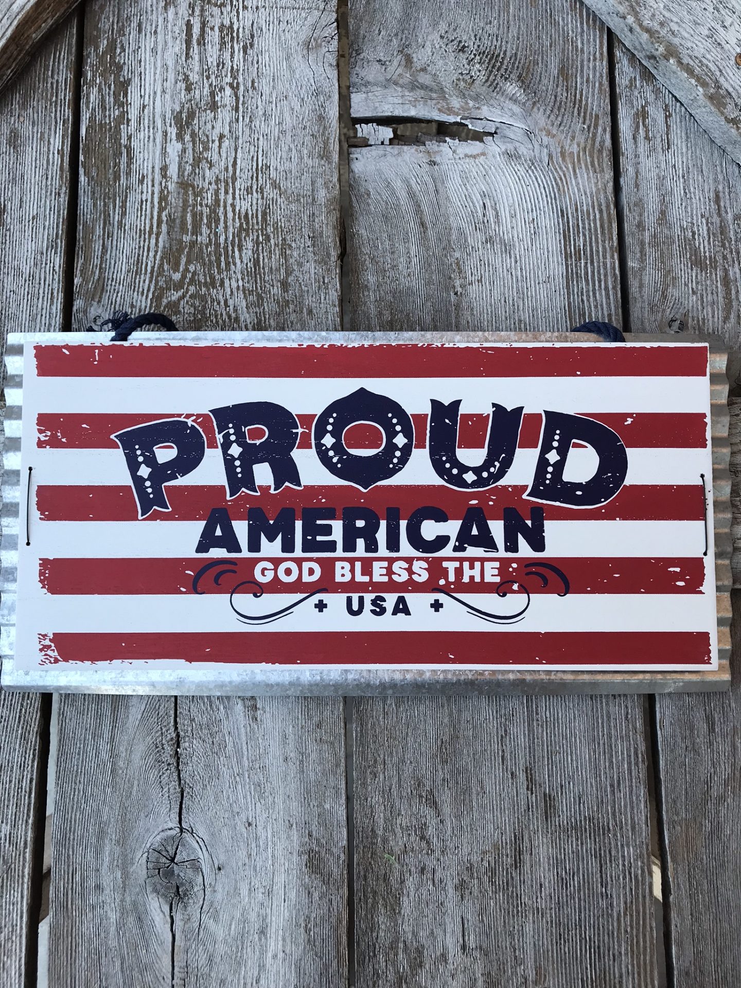 Proud American God Bless the USA metal sign - Kelea's Florals
