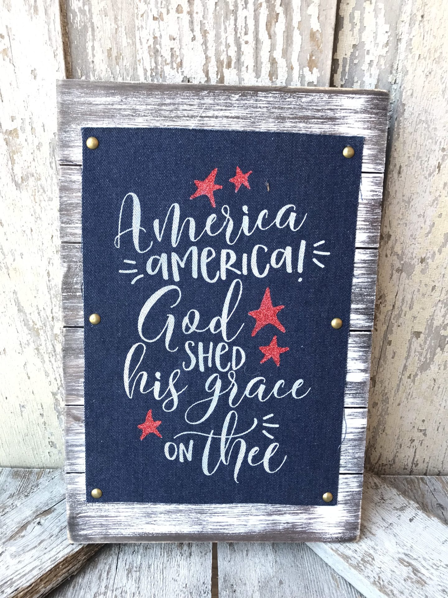 America God Shed His Grace on thee wood sign - Kelea's Florals