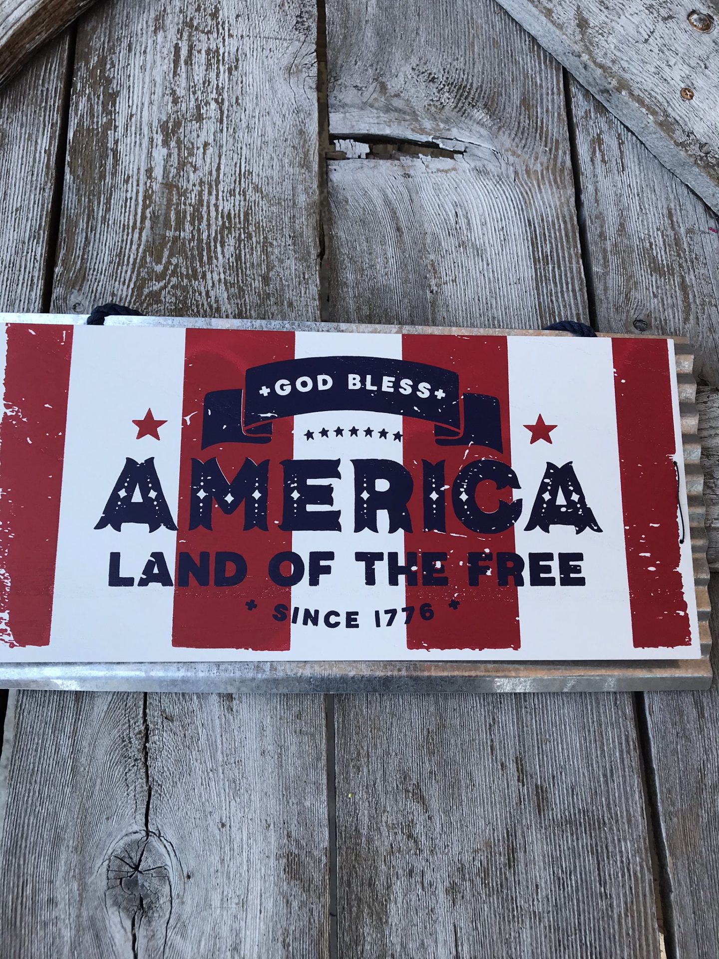 God Bless America - land of the free metal sign - Kelea's Florals