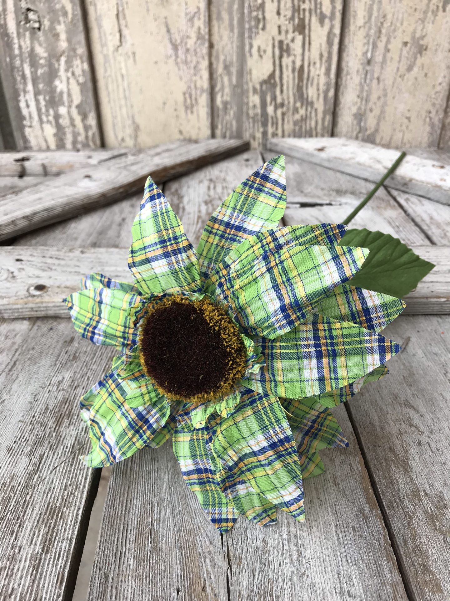 Large Green Plaid Sunflower Stems - Kelea's Florals