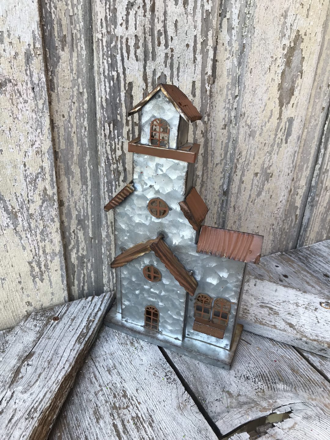 Country Rustic Galvanized Metal House - Kelea's Florals