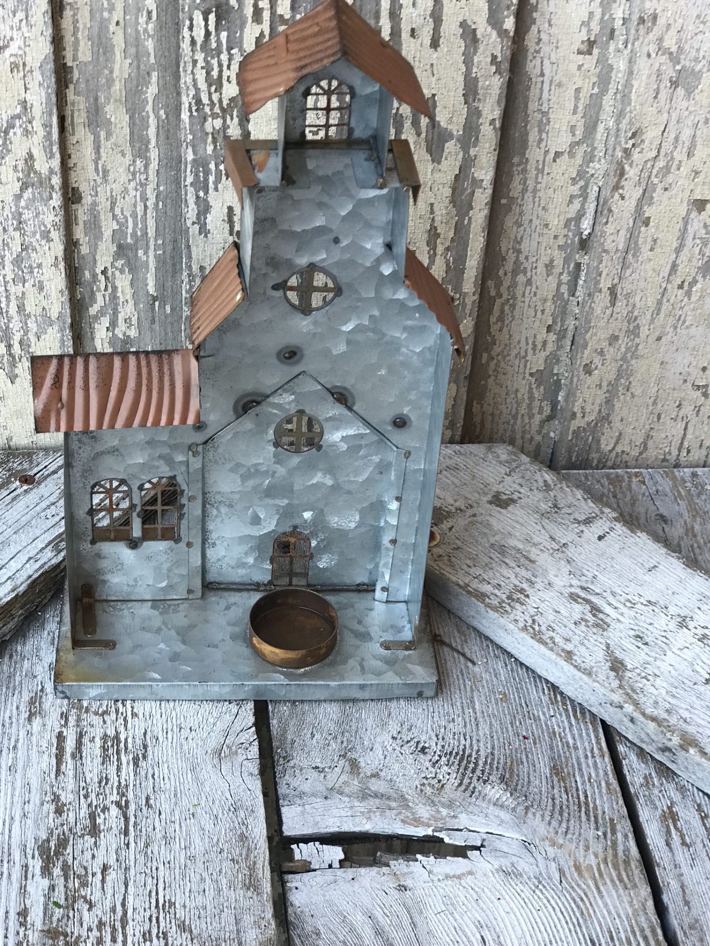 Country Rustic Galvanized Metal House - Kelea's Florals