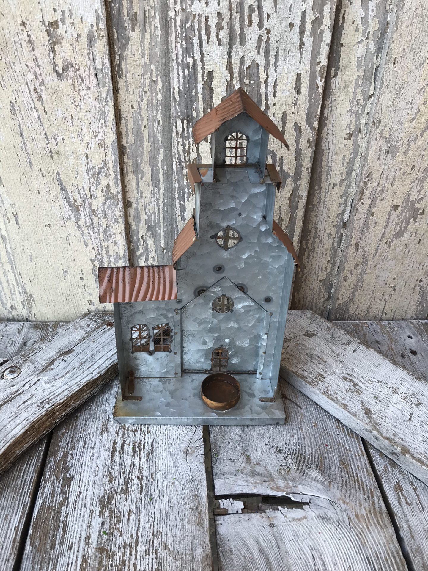 Country Rustic Galvanized Metal House - Kelea's Florals