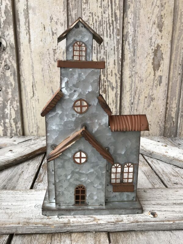 Country Rustic Galvanized Metal House - Kelea's Florals