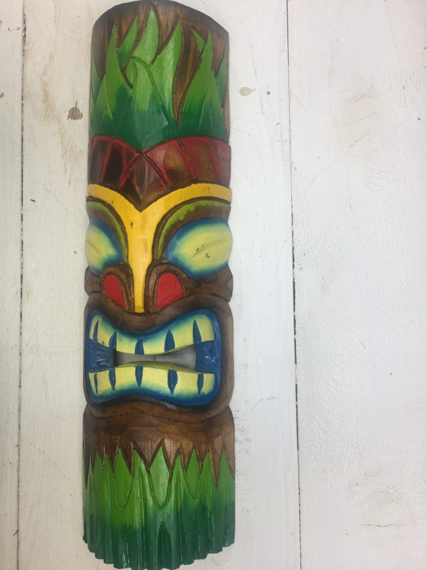 20″ Green Face Tiki Totem Pole Mask - Kelea's Florals