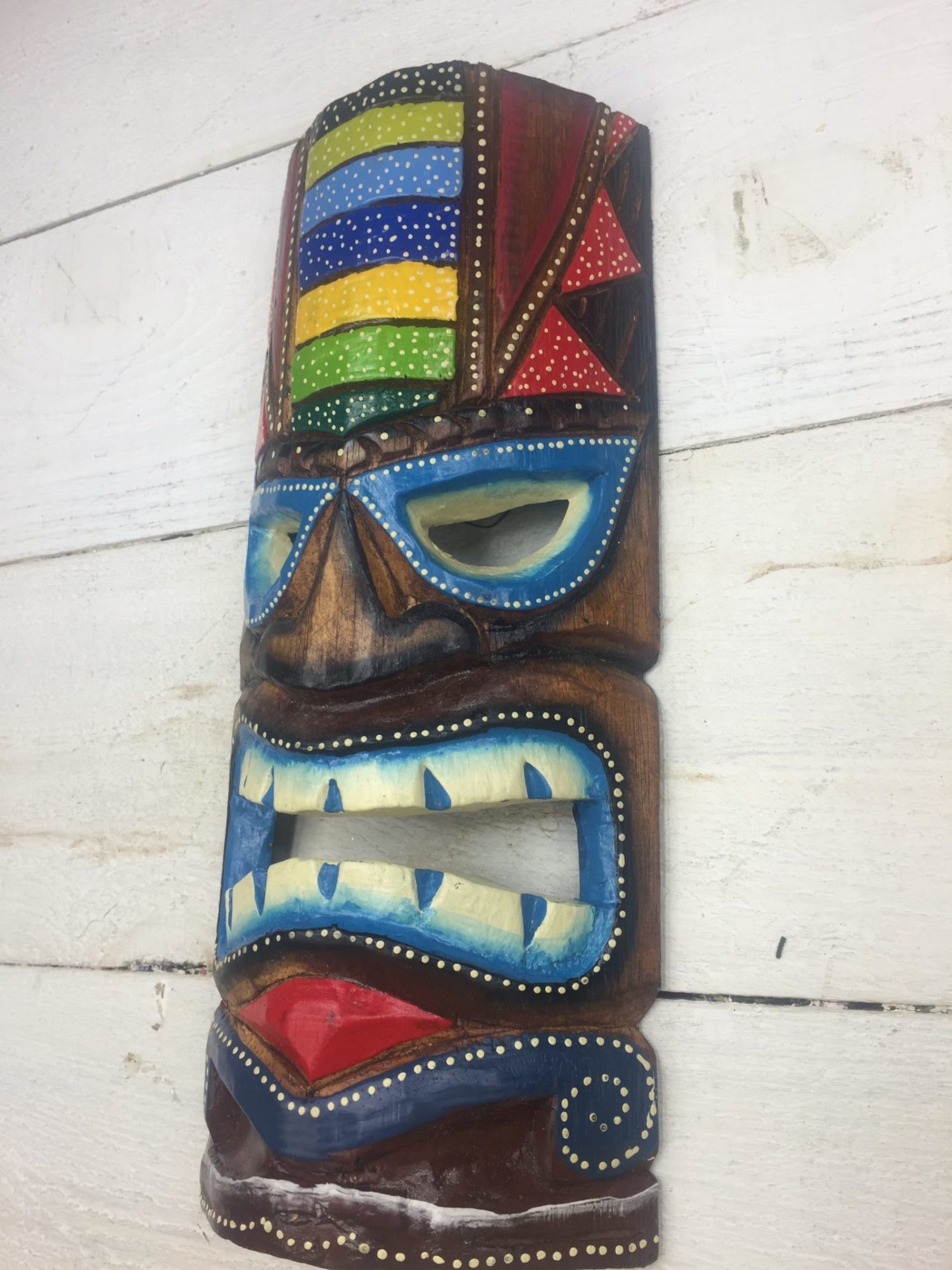 12" Blue Face Totem Pole Mask - Kelea's Florals
