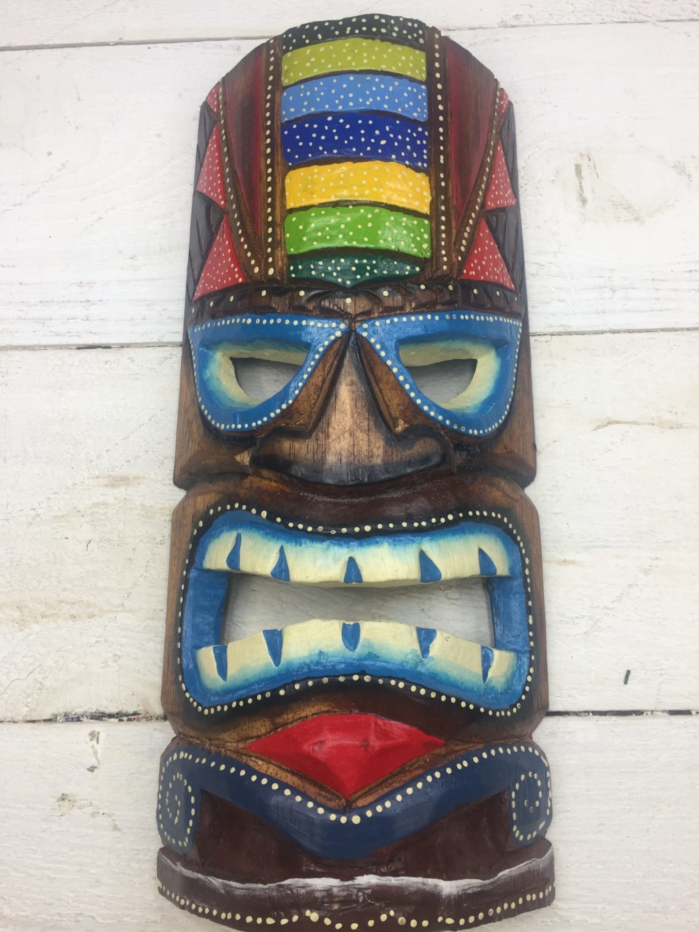 12" Blue Face Totem Pole Mask - Kelea's Florals