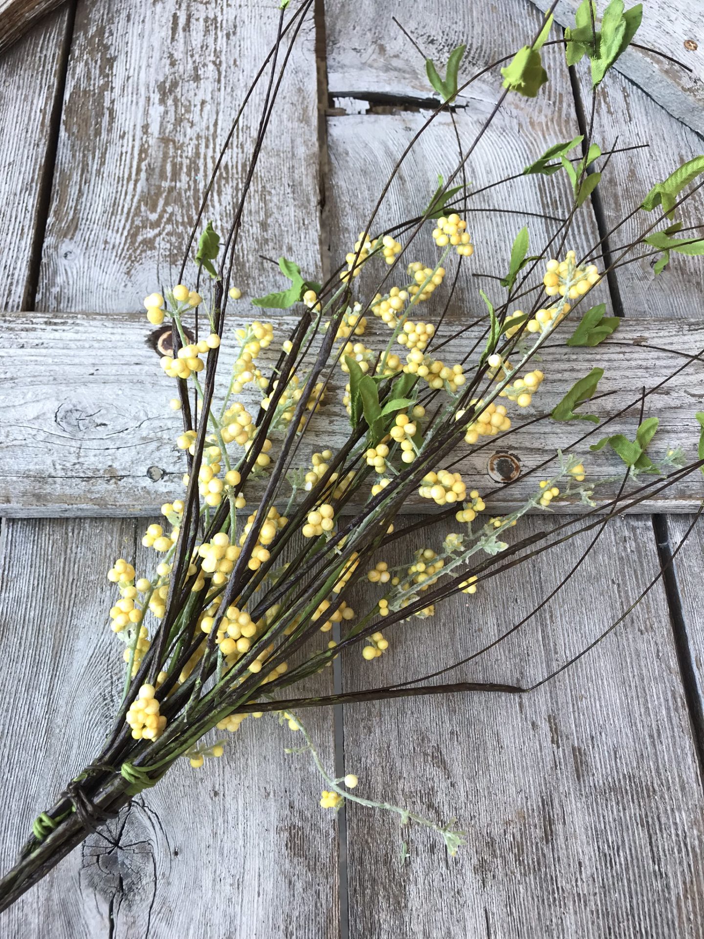 21in Yellow Twig and Sprigs Bush - Kelea's Florals