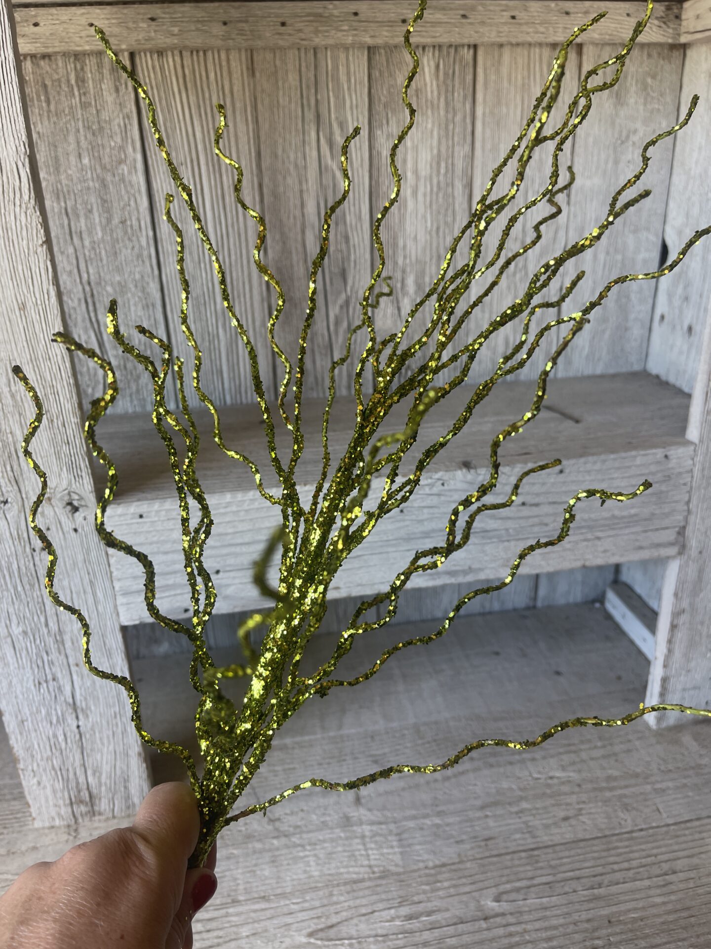 Green Glitter Twig - Kelea's Florals