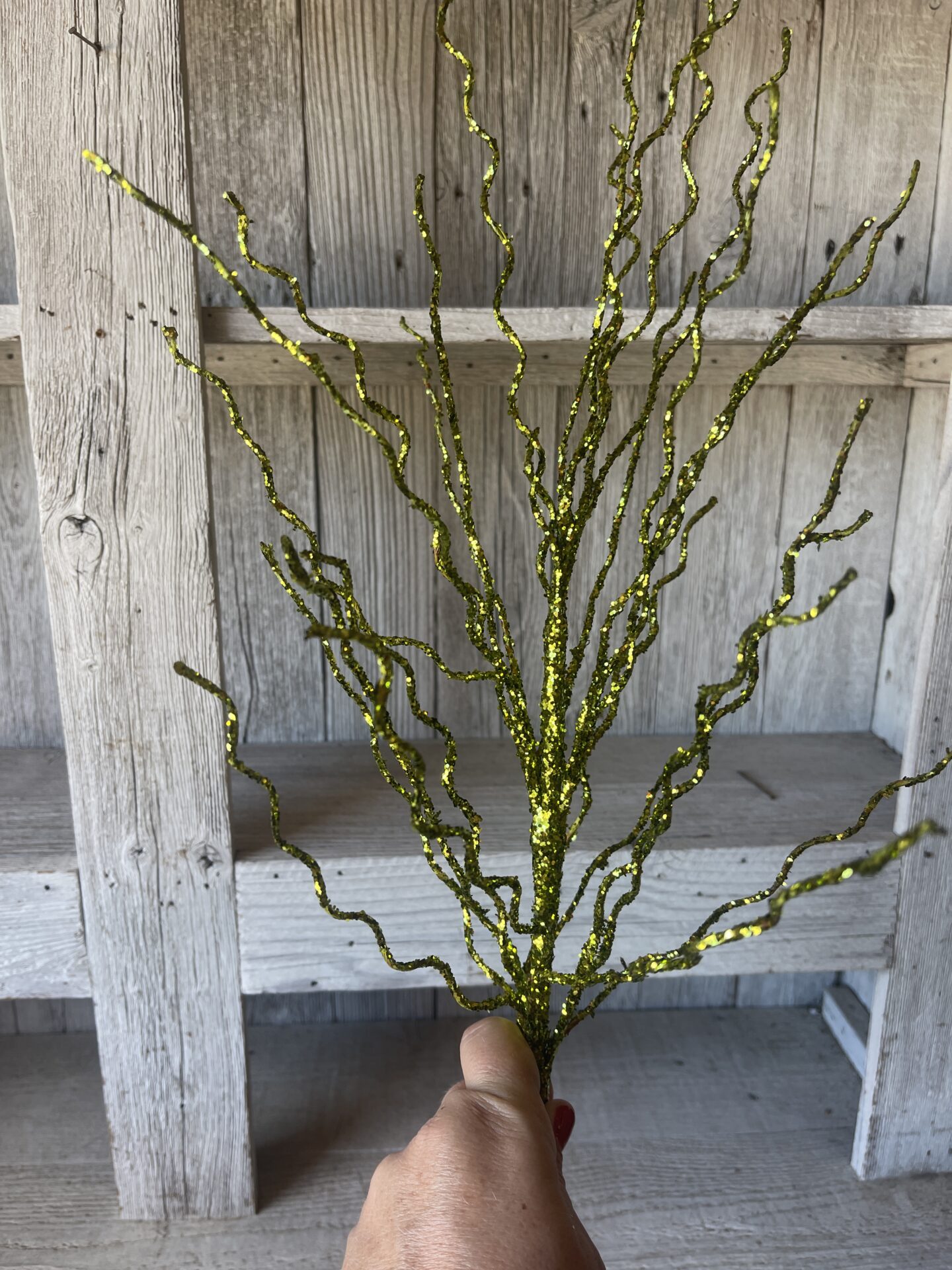 Green Glitter Twig - Kelea's Florals