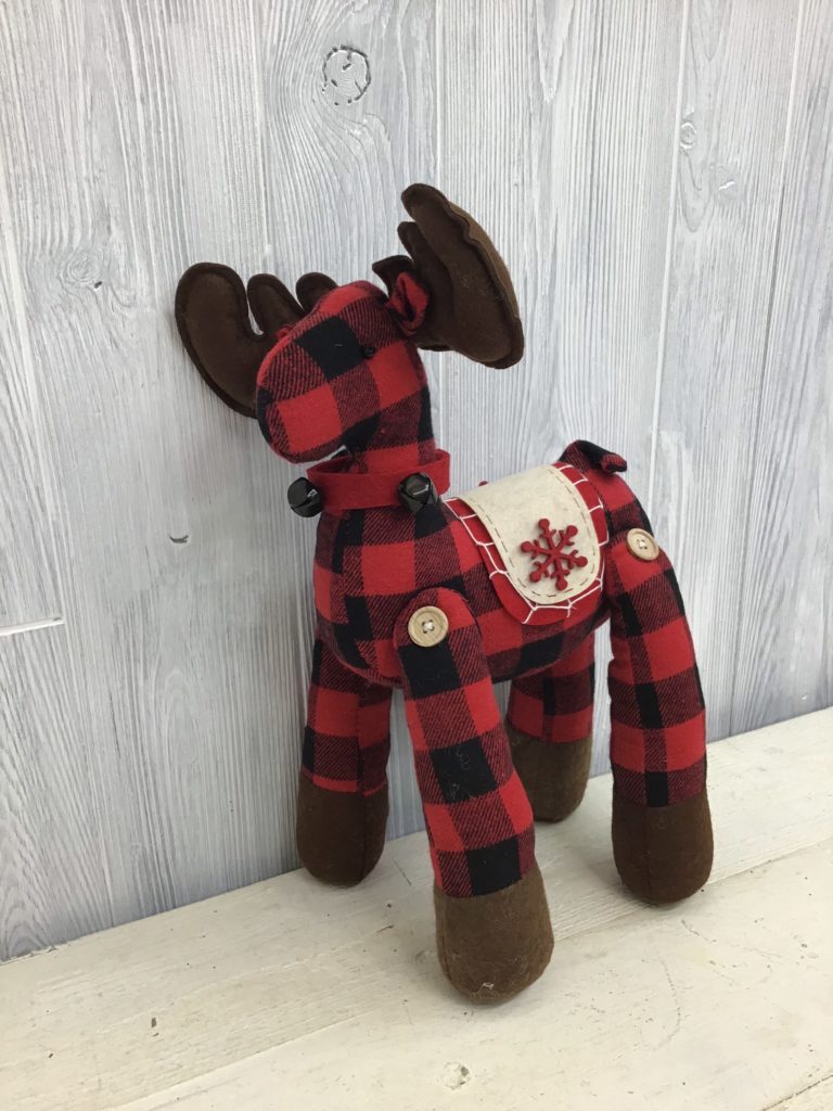 Plush Red and Black Buffalo Check Deer - Kelea's Florals