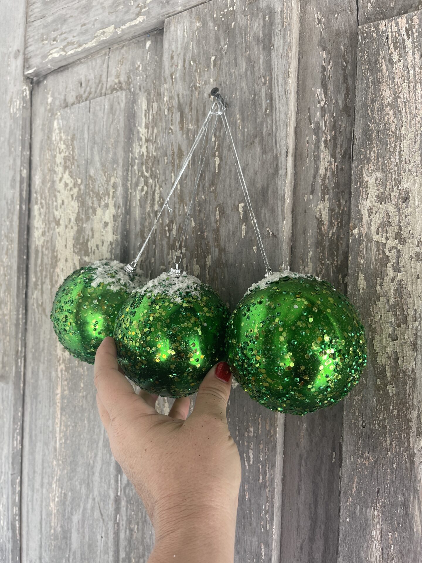 Green Shinny Snow Cap Ball- 3 pack - Kelea's Florals
