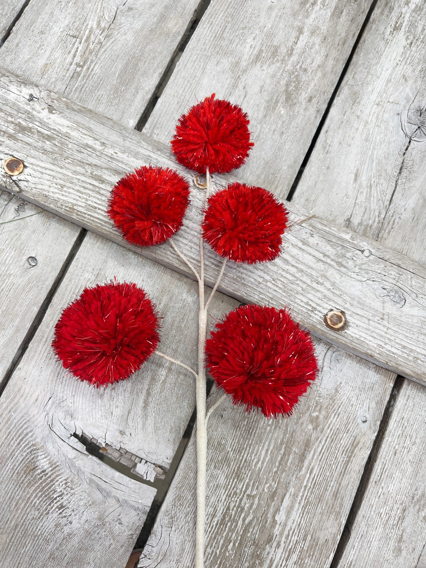 Red Pom Pom Ball Stem - Kelea's Florals