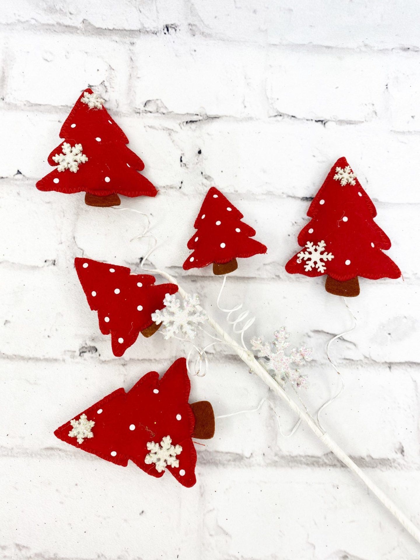 Red Snowflake Christmas Tree Stem - Kelea's Florals