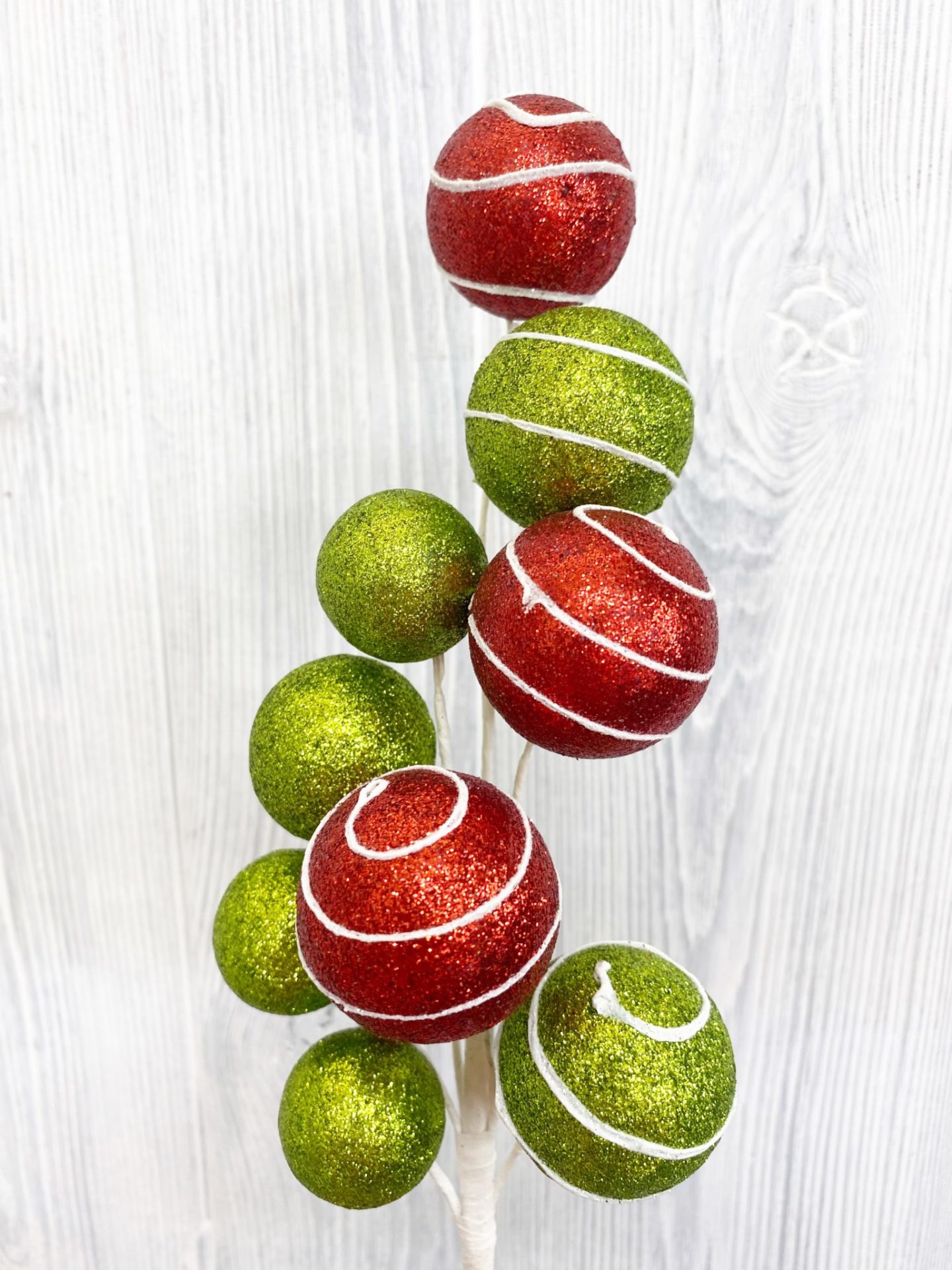 Green and Red Ball Stem - Kelea's Florals