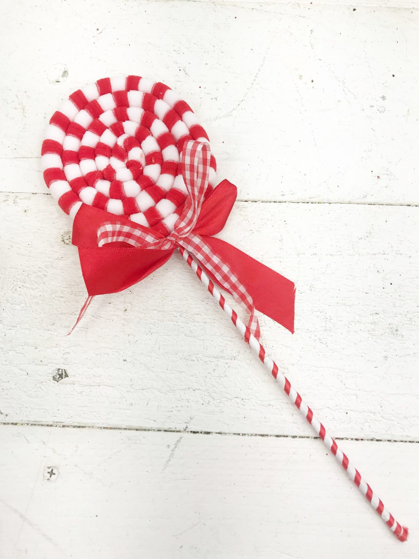 Artificial Red and White Lollipop Pick - Kelea's Florals